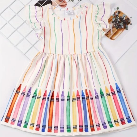 Dresses | Boutique Back To School Crayon Girls Sleeveless Dress | Poshmark
